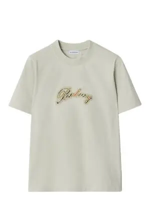 Burberry Check Cursive Logo Cotton T-shirt - Seafoam Green