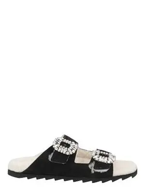 ROGER VIVIER Suede And Crystal Embellished Sandals - Black