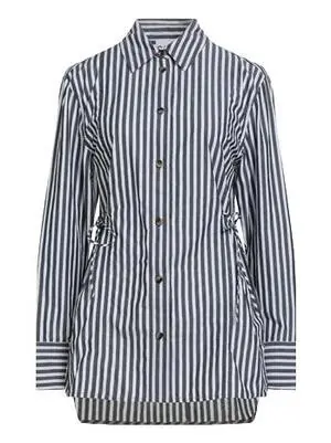GANNI Striped Poplin Shirt - Grey
