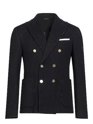 DANIELE ALESSANDRINI Pinstriped Double-breasted Blazer - Black