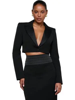 L'Agence Daxton Cropped Blazer - Black