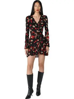 Diane Von Furstenberg Noelle Mesh Wrap Dress - Ship Lights Black
