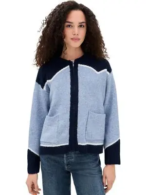 BAILEY ROSE Cowboy Graphic Knit Cardigan - Blue Multi