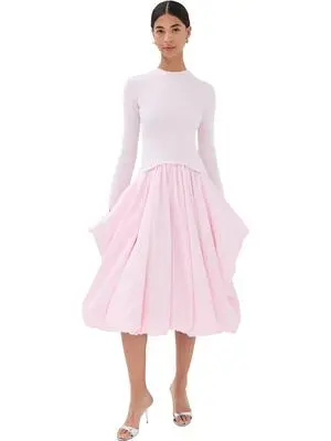 knee length dresses for ladies Pink Floral Casual Summer Maxi Dress with Long Sleeves Blush Pink / Large main image 0
