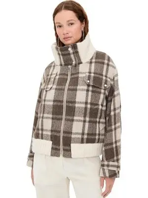 IRO PARIS Fabricia Plaid Wool Jacket - Ecru/brown