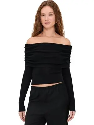 Susana Monaco Light Merino Off-shoulder Sweater - Black