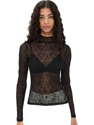 Veronica Beard Nate Lace Top - Black