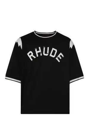 Rhude Logo Lightning Ringer Tee And White - Black