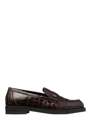 JIMMY CHOO Ivy Crocodile-embossed Loafers - Brown