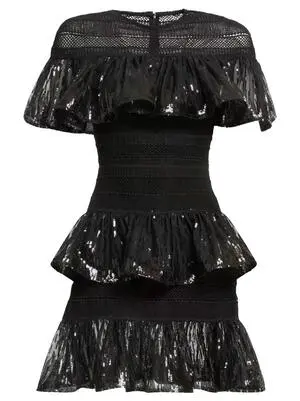 Elie Saab Ruffled Mini Dress - Black
