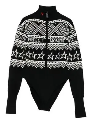 Perfect Moment Holiday Knitted Bodysuit - Black