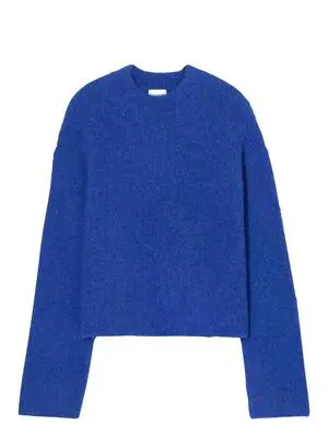 Closed Crew-neck Long-sleeve Sweater - Blue