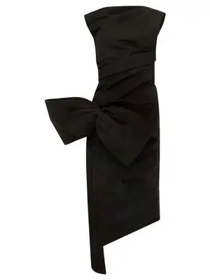 David Koma Bow-accented Ruched Asymmetric Dress - Black