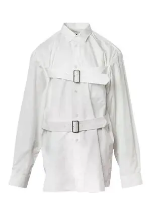 BLACK COMME DES GARÇONS Long-sleeve Buckled Cotton Shirt - White