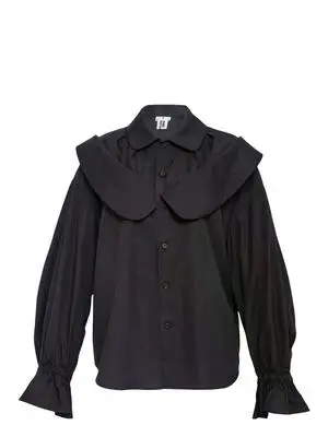 Noir Kei Ninomiya Ruffled Broad Cotton Top - Black