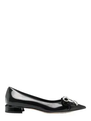 JIMMY CHOO Auria Crystal Bow Flat Shoes - Black