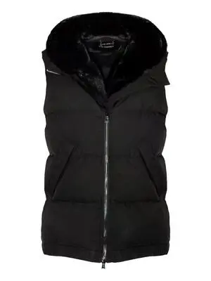 LOU ANDREA Hooded Sleeveless Gilet - Black