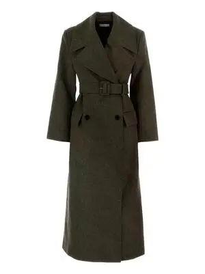 Co Belted Double-breasted Wool Coat - Green