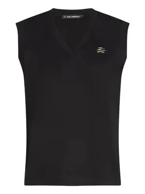 Karl Lagerfeld V-neck Logo Tank Top - Black
