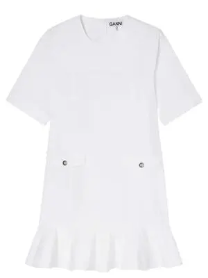 GANNI Ruffled Pocket Dress - White