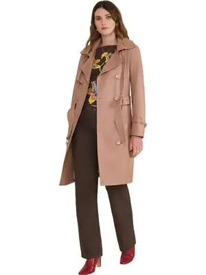 FURNIQ UK Leather Trench Coat - Mocha Brown