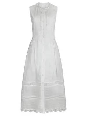 Waimari Solaire Lace Button Dress - White
