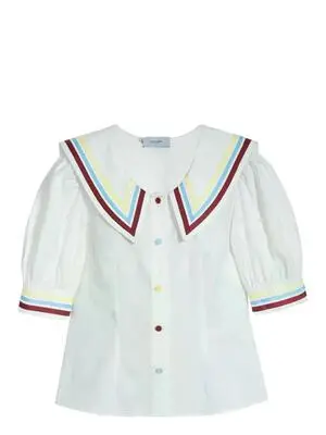 ISOLDA Marítima Striped-Collar Buttoned Blouse