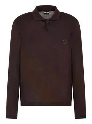 Giorgio Armani Logo-embroidered Polo Shirt - Brown