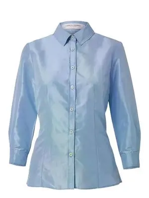 Carolina Herrera Taffeta Buttoned Shirt - Blue