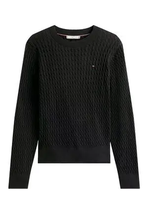 Tommy Hilfiger Cable-knit Crew-neck Sweater - Black