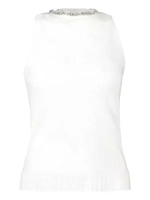 Minnie Rose Jewel-neck Tank Top - White