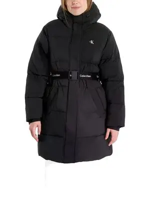 Calvin Klein Belted Hooded Coat - Black