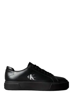 Calvin Klein Leather Logo Sneakers - Black