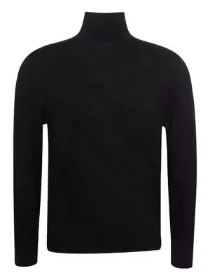 Calvin Klein Logo-embroidered Roll-neck Top - Black