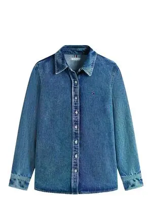 Tommy Hilfiger Heritage Buttoned Denim Shirt - Blue