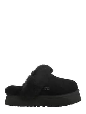 UGG Disquette Faux-fur Trimmed Slippers - Black