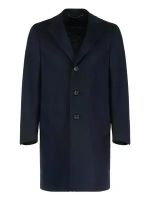 Canali Wool Single-breasted Coat - Blue