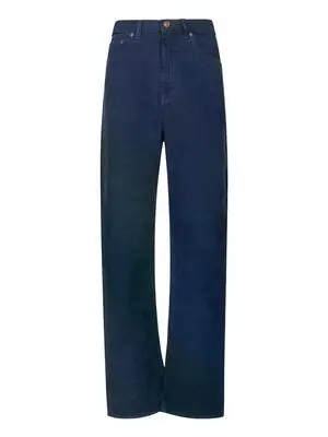 Victoria Beckham Corduroy-effect Logo-patch Jeans - Blue