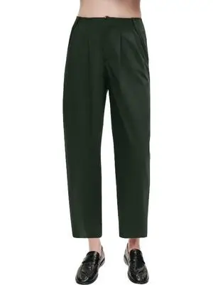 NOCTURNE Forest Cropped Cigarette Trousers - Dark Green