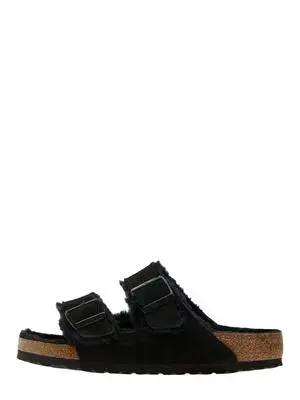 BIRKENSTOCK Arizona Shearling Buckled Sandals - Black