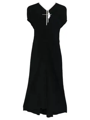 Victoria Beckham Edith V-neck Midi Dress - Black