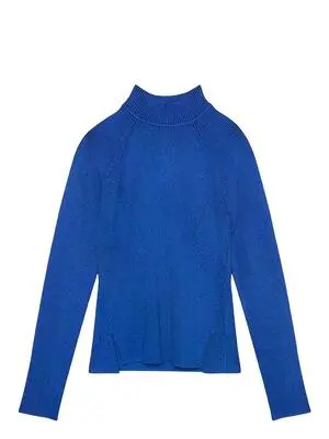 Calvin Klein Ribbed Knit Turtleneck Sweater - Blue