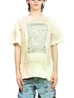 WHO DECIDES WAR BY EV BRAVADO Stamp-print T-shirt - Neutrals