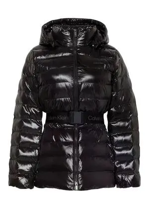 Calvin Klein Hooded Belted Jacket - Black