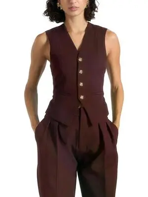 Manière De Voir Cinch Waist Waistcoat - Red