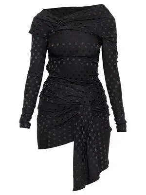 Isabel Marant Draped Polka-dot Mini Dress - Black