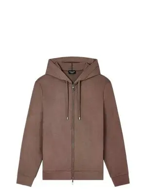 Giorgio Armani Zip-up Drawstring Hoodie - Brown