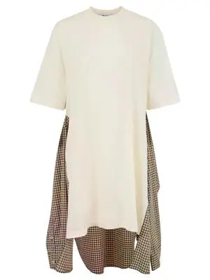 MSGM Check Pattern Midi Dress - Neutrals