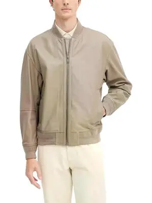 BOSS Jobrice Zip-up Leather Jacket - Neutrals