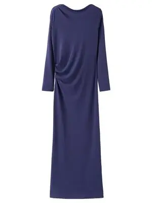 Mango X Kaia Gerber Long Sleeve Draped Gown - Blue